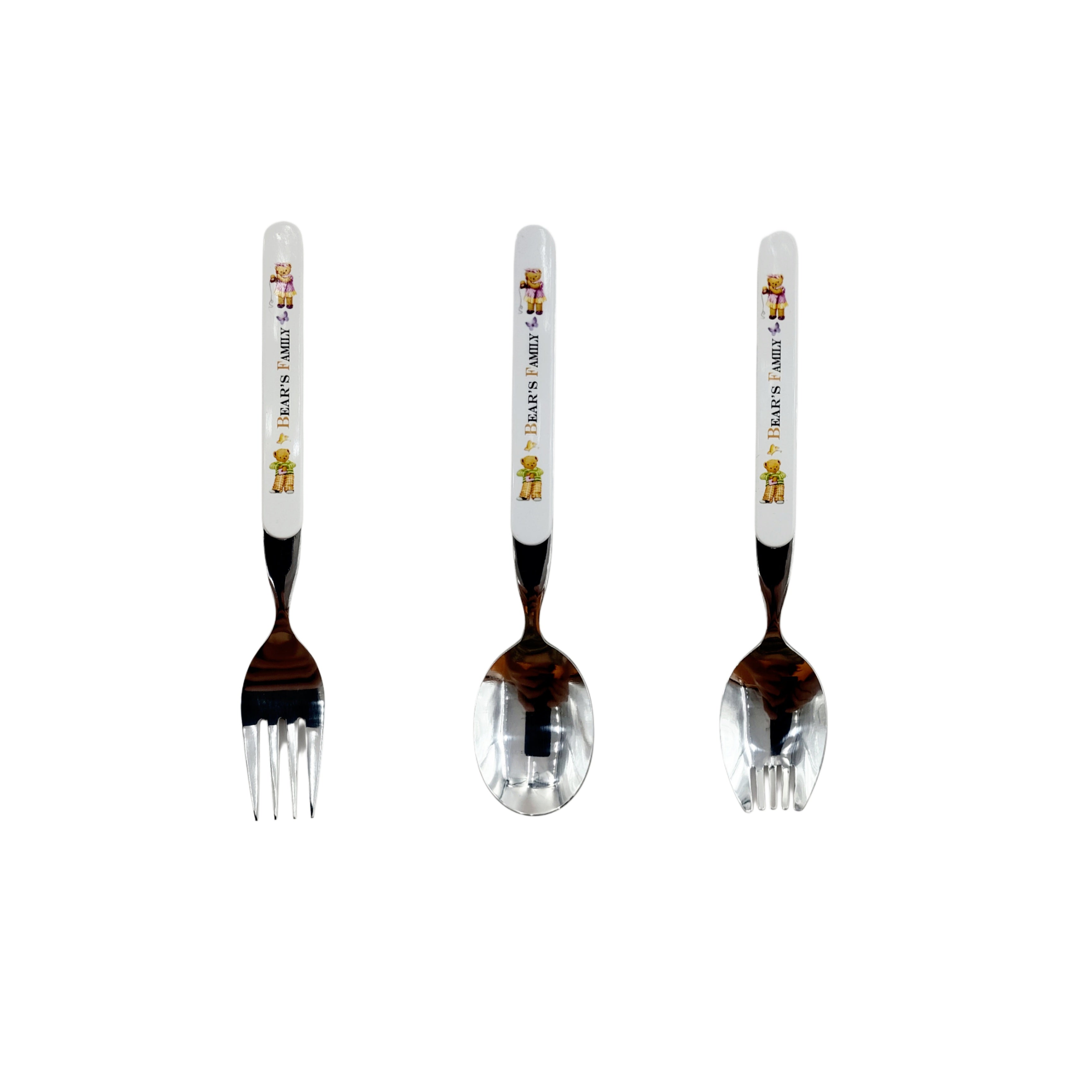 Bear's Family Kids Stainless Steel Spoon/Fork/Spork - Made in Korea ...